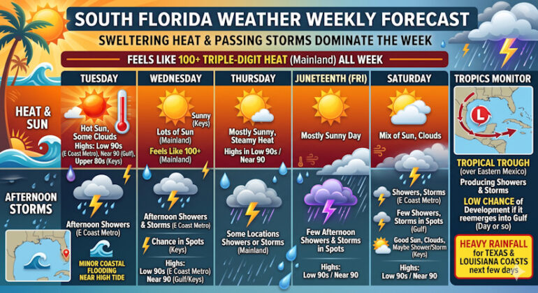 South Florida Weather: Sweltering Triple-Digit Heat and Passing Storms ...