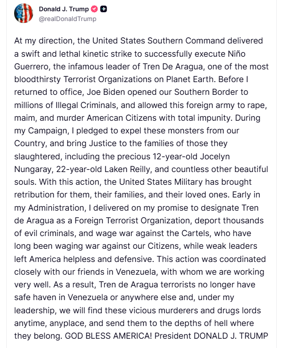 Terminal Impact: Us Strike Kills Tren De Aragua Kingpin Nino Guerrero ...